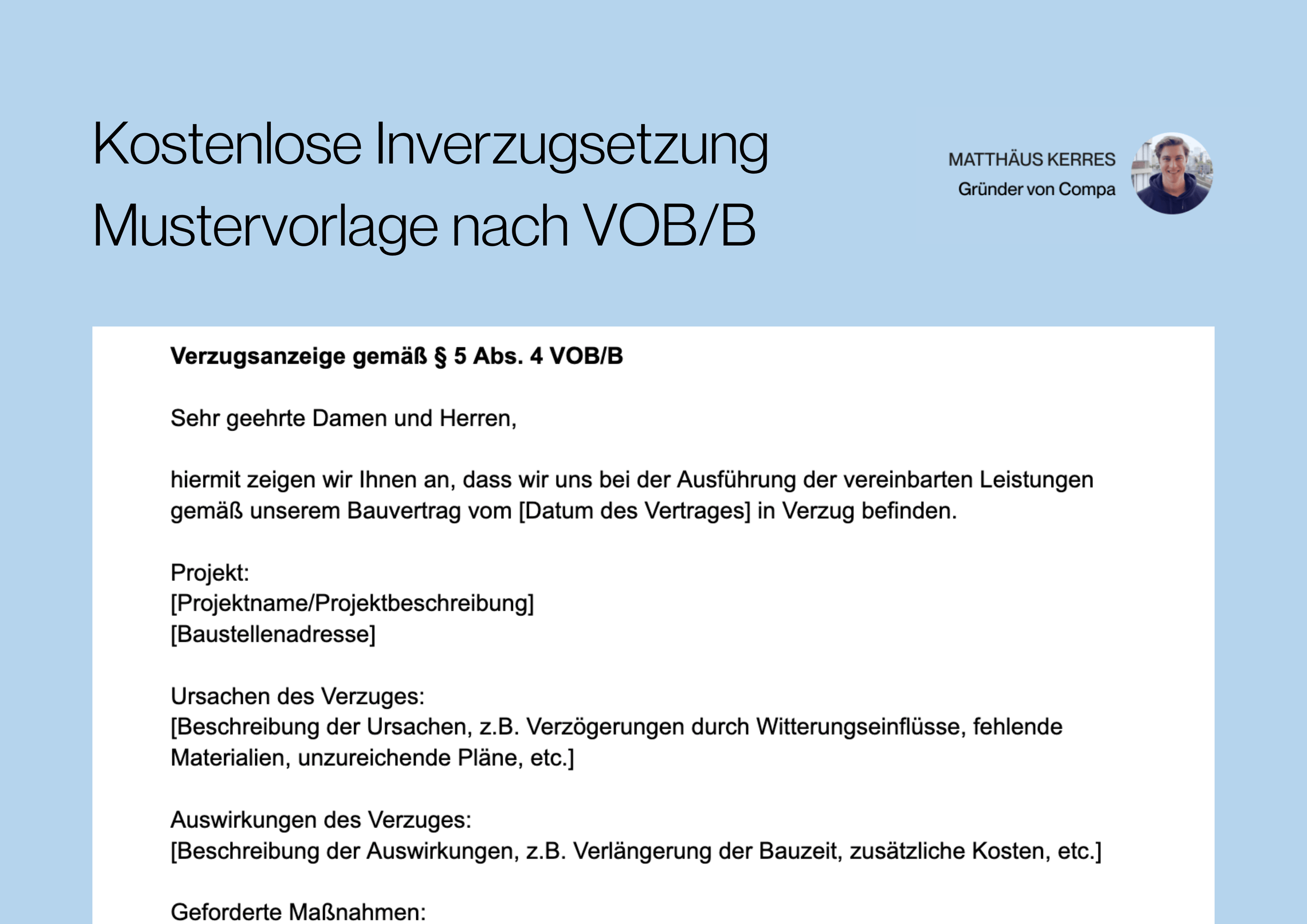 Inverzugsetzung nach VOB: Inhalt und Bedeutung + Mustervorlage | Compa